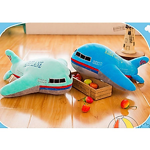 OUKEYI 15.7"/40cm Airplane Plush Stuffed Aircraft Pillow Model Plane Toys,Blue Stuffed Kids Plush Adorable Back Pillow Model Gifts