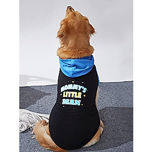 QWINEE Mom Boy Dog Hooded Tank Tops Letter Print Cat Puppy Hoodie Vest Sleeveless Pullover Dog Shirt Stretchy Pet Clothes for Small Medium Large Cats Dogs Kitten Blue M