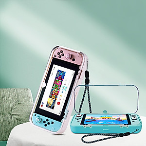 UYIYE Carry Case Compatible with Nintendo Switch/Switch OLED , Protective Hard Portable Travel Carry Case Brand new transparent carrying caseh,Perfect design, no odor, new experience (blue)