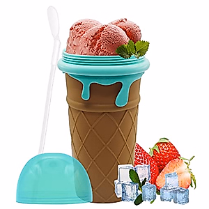 [Upgrade 500ML] Slushy Cup Slushy Maker Cup TIK TOK Frozen Magic Squeeze Cup - Quick Cool Slushy Milk Shake Ice Cream Smoothies Cup(500ml Brown)