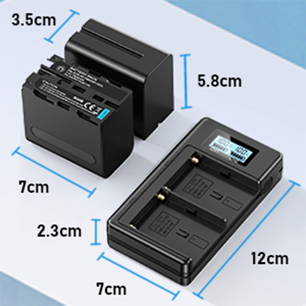 2 x 8800mAh Rechargeable NP-F970 Batteries and Charger, NP-F970 Battery Replacement for Camorder/Video Camera/ Handycams/Monitor/Light Ring, Dual NPF Battery Charger for NP-F970/770/570, FM50/70/90