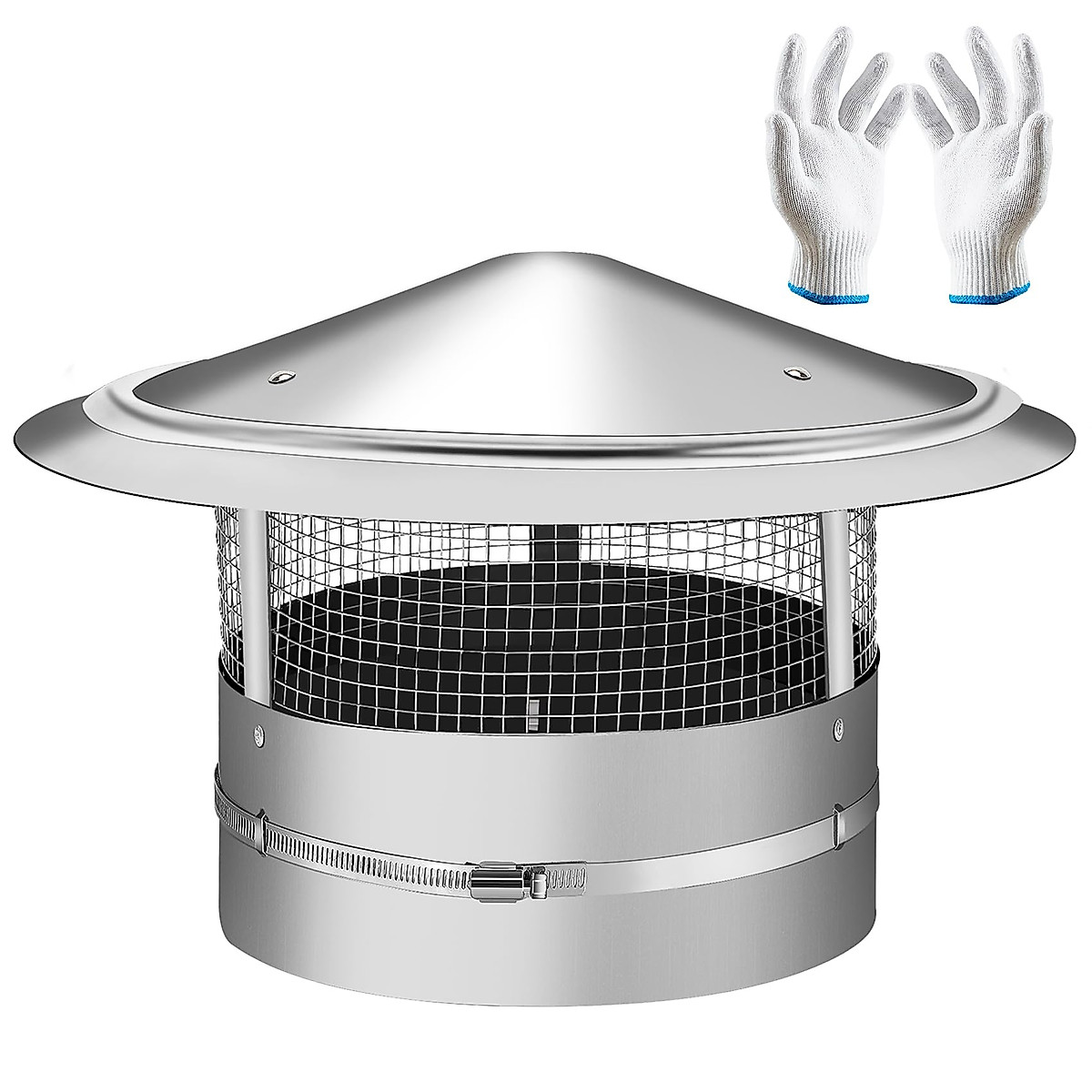 8 Inch Round Chimney Cap,Adjustable Roof Cap for Vents,Chimney Cap with Screen in Stainless Steel,Round Rain Cap for All-Round Chimney Protection,Round Roof Rain Chimney Cover,8 Inch Round Chimney Cap