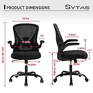 Sytas Home Office Chair Ergonomic, Mesh Desk Chair Lumbar Support, Ergonomic Computer Chair Adjustable Armrest