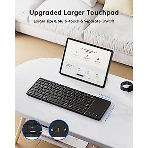 Samsers Foldable Bluetooth Keyboard with Touchpad, Full-Size Wireless Folding Keyboard with PU Leather, Portable Travel Keyboard for iOS Android Windows Mac OS, Support 3 Devices (BT5.1 x 3), Black
