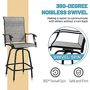Kerrogee Patio Swivel Bar Stools, All-Weather Adapt Outdoor High Bistro Stools, Garden Furniture Bar Dining Chair, Height Chairs (6)