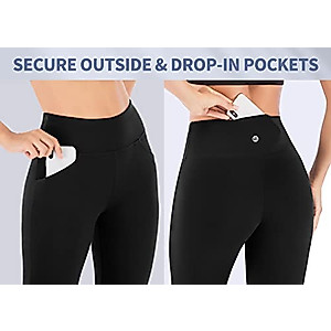 Ewedoos Yoga Pants with Pockets for Women Flare Yoga Pants Women Bootcut High Waisted Work Pants with 3 Pockets Workout Black