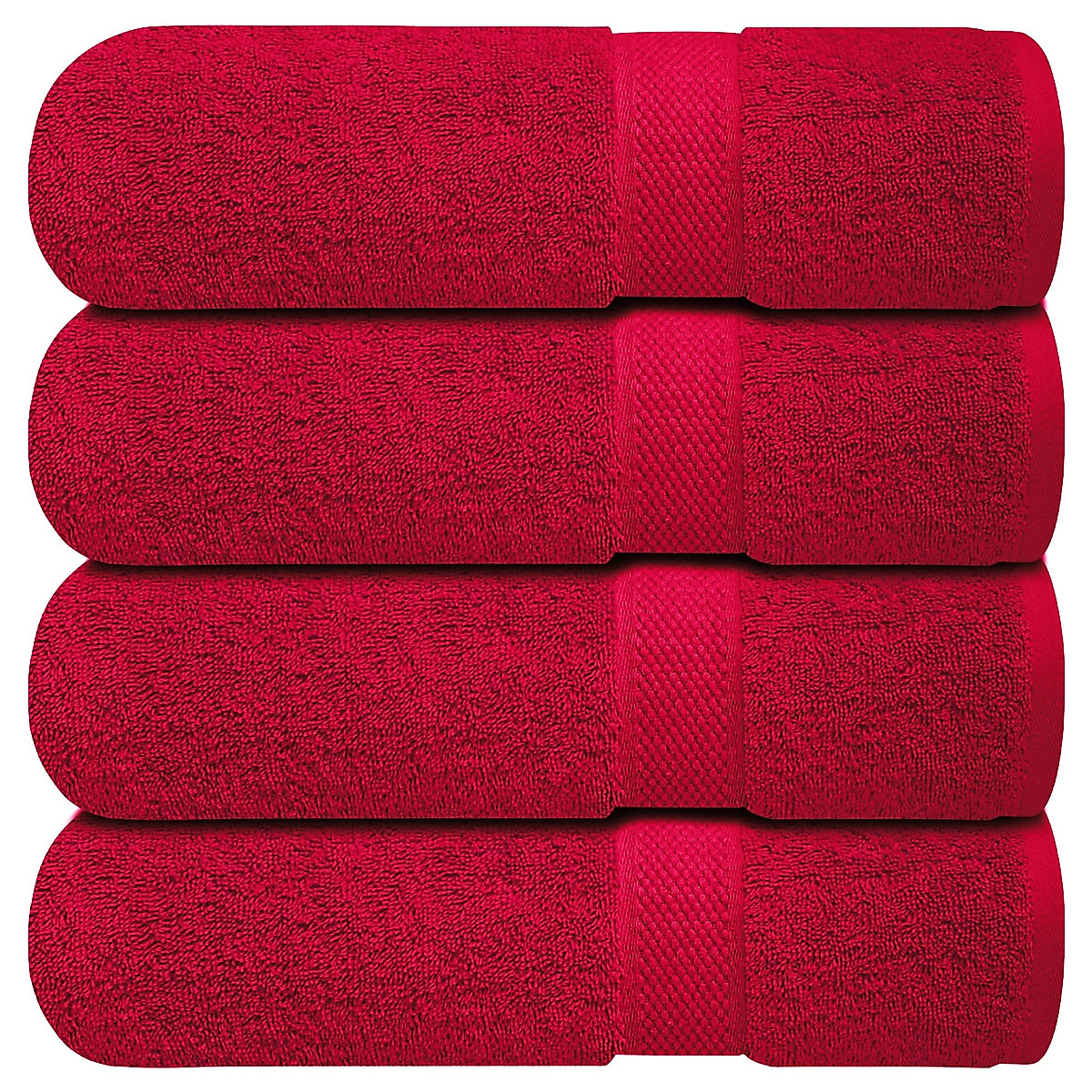 Infinitee Xclusives Luxury 100% Ring-Spun Cotton Bath Towels Set of 4 (27x54 inches) – Soft, Absorbent & Quick-Drying Towels for Bathroom, Gym, Spa & Hotel Use (Intimate Red)
