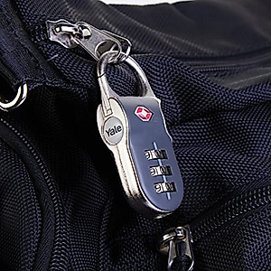 Yale TSA Approved Combination Travel Luggage Lock with Clip for Backpack, Suitcase, and Accessories (Gray)