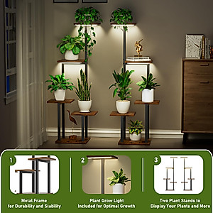 Plant Stand Indoor with Grow Light - 2 Pack Metal Plant Shelf for Indoor Plants Multiple, 5 Tiered Corner Plant Stand Shelves, Plant Rack Display Flower Holder for Living Room Patio Balcony Décor