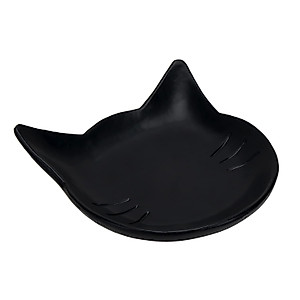 SOFFEE DESIGN Light Resin Jewelry Tray Black Cat Head Shape Storage for Ring/Earring/Necklace/Trinket Dish, Suitable for Entryway/Side Cabinet/Bedside Table/Washstand/Dressing Table