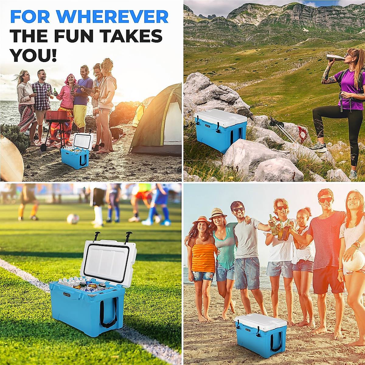SereneLife Ultra-Tough 35-Quart Rotomolded Cooler Box, Holds Upto 63 Cans, Keeps Ice Up to 5 Days, Heavy-Duty Insulated Portable Ice Chest Box, Ideal for Camping, Beach, and Outdoor Adventures