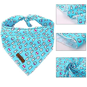 Babole Pet Easter Gift Dog Bandanas, 1PC Rabbit Egg Washable Square Dog Scarfs for Small Medium Large Dogs Adjustable Dogs Bib Scarfs for Girl and Boy(S)