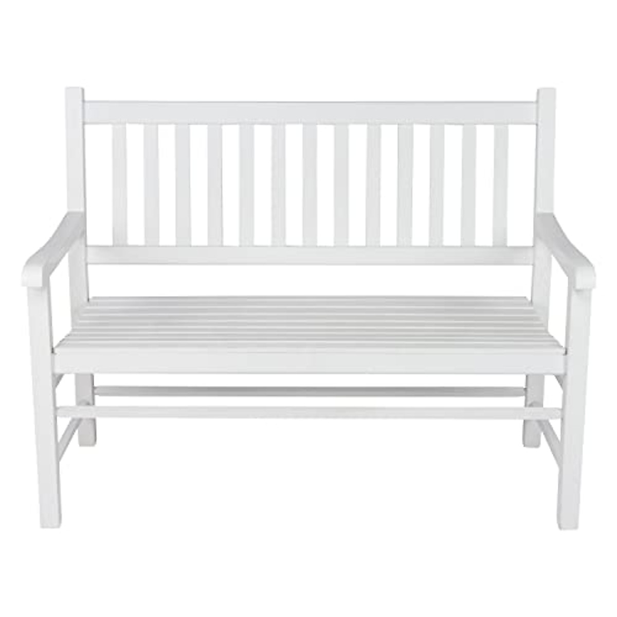 Shine Company Eden Outdoor Wood Garden Bench for Front Porch, Entryway, 24.5" D x 48" W x 38.75" H, White