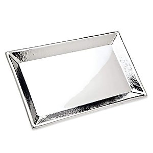 Godinger Serving Tray, Serving Platter, Vanity Tray, Appetizer Tray Hammered 18" Rectangular Stainless Steel