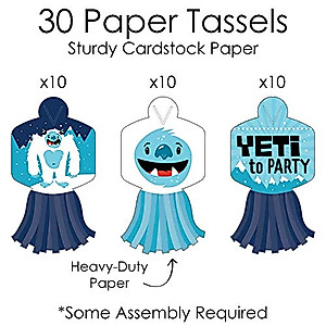 Big Dot of Happiness Yeti to Party - 90 Chain Links and 30 Paper Tassels Decoration Kit - Abominable Snowman Party or Birthday Party Paper Chains Garland - 21 feet