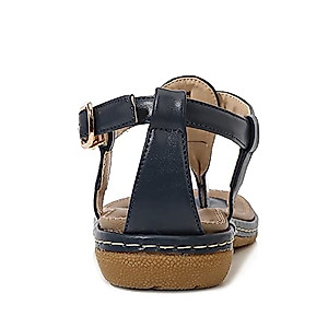 peqiut Sandals for Women Casual Summer Womens Peal Buckle Ankle Strap Sandals Boho Beach Flat Comfort T-Strap Thong FlipFlops