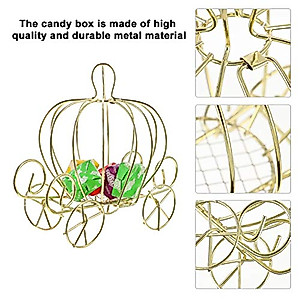 BESPORTBLE Pumpkin Carriage Candy Box Decorative Metal Cinderella Carriage Centerpiece Gold Wire Princess Carriage Figurine Flower Arrangement for Wedding Birthday Party Golden