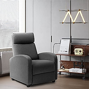 JUMMICO Recliner Chair Adjustable Home Theater Single Fabric Recliner Sofa Furniture with Thick Seat Cushion and Backrest Modern Living Room Recliners (Aurora Grey)