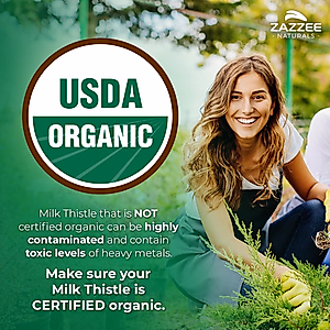 Zazzee USDA Organic Milk Thistle 30:1 Extract, 7500 mg Strength, 120 Vegan Capsules, 80% Silymarin Flavonoids, Standardized and Concentrated 30X Extract, 100% Vegetarian, All-Natural and Non-GMO