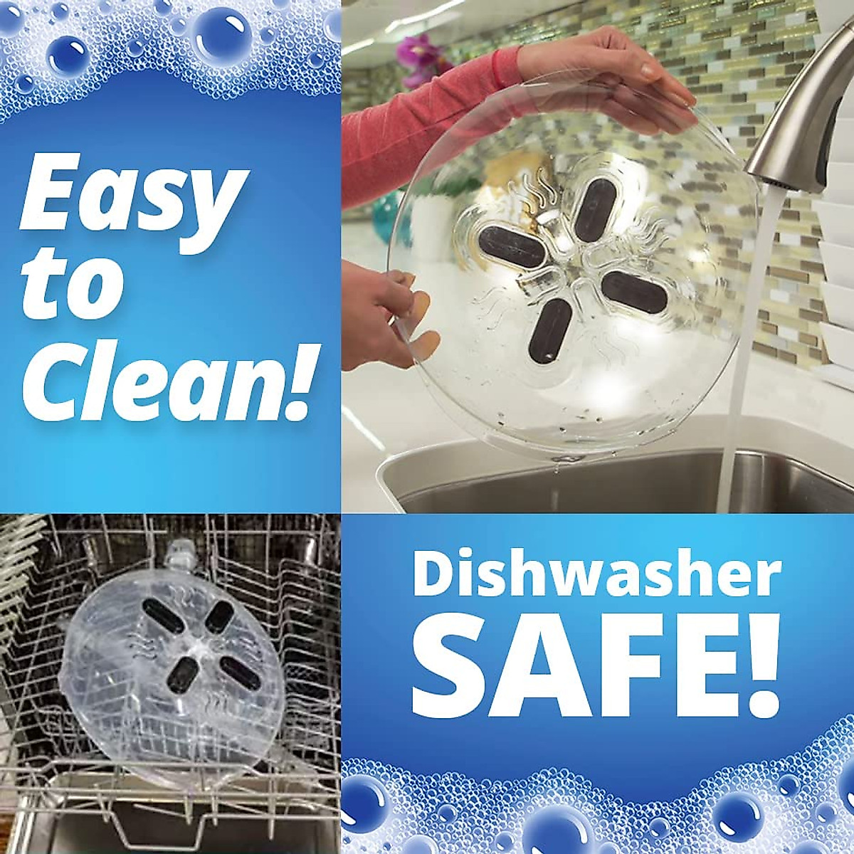 HOVER COVER Magnetic Microwave Cover for Food | Clear Microwave Splatter Cover | Microwave Plate Cover with Steam Vents | Food Grade Dish Cover | BPA-Free | Dishwasher Safe | Black & Green Bundle Pack