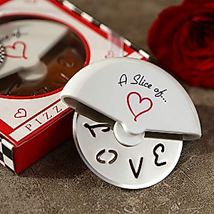 Kate Aspen "A Slice of Love" Stainless Steel Pizza Cutter Wheel in Miniature Pizza Box, Wedding Favor, Bridal Shower Favor, Stocking Stuffers, Guest Prizes