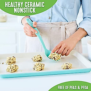 GreenLife Bakeware Healthy Ceramic Nonstick, 12 Piece Baking Set with Cookie Sheets Muffin Cake and Loaf Pans including utensils, PFAS-Free, Turquoise