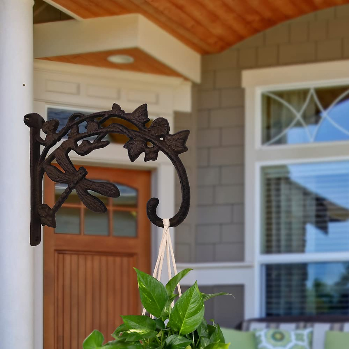 Comfy Hour Antique and Vintage Collection Cast Iron Wall Mount Dragonfly Bracket Plant Hanger