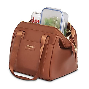 Igloo 15-can Premium Luxe Softsided Satchel Bag, Cognac