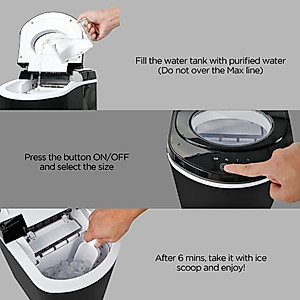 Caynel Countertop Ice Maker Machine – 9 Ice Cubes Ready in 6 Mins - 26LBS/24Hrs, LED Indicator Lights – Compact Portable Ice Cube Maker with Ice Scoop and Basket for Home Office Bar Party (M, 1)