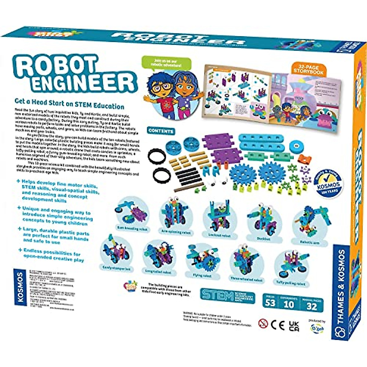 Thames & Kosmos Kids First Robot Engineer STEM Experiment Kit for Young Learners | Build 10 Non-Motorized Robots | Play & Learn with Storybook Manual | Parents’ Choice Gold Award Winner
