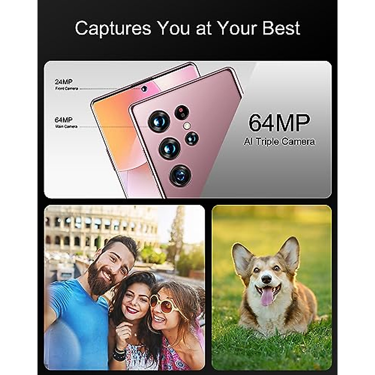 5G 4G Unlocked Cell Phones,6G+256GB Dual Sim Smartphone, C21 Unlocked Mobile Phone with 7.3inch Waterdrop Screen, Android Phone 24+64 MP | 7300mAh | Fingerprint Lock & Face ID | US Version (green)