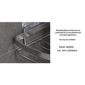 Corner Shower Shelves Stainless Steel, Bathroom Shower Caddy Corner, Adhesive Shower Caddy Basket Rack with Hooks, Rust Proof for Bathroom Shelf Shampoo Holder, for Toilet, Dorm and Kitchen, Silver