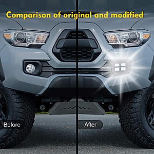 LED Tacoma Fog Lights Compatible with Tacoma 2016 2017 2018 2019 2020 DRL Fog Light for Tacoma Assembly LED Driving Fog Light to Tacoma Fog Lamps Kits Replacement (Dual -Color White/Amber)