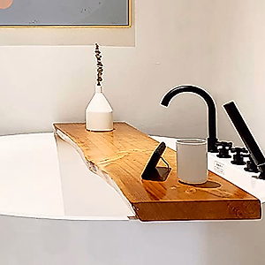 Bathtub Trays for Tub,Solid Wood Bath Tub Tray Table,Waterproof Bath Shelf Bath Tray for Bathtub,Thicken Wooden Bathtub Caddy Tray(35.4inch, Nature)