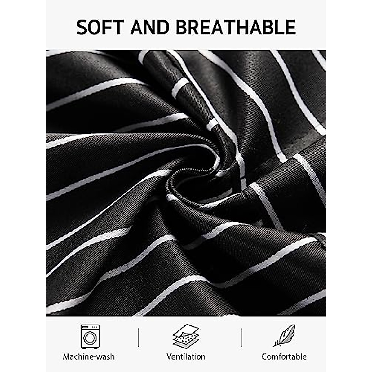 Syntus Kitchen Cooking Apron, 2 Pack Adjustable Bib Chef Aprons for Women Men with 2 Pockets, L-Black/Brown Stripes