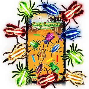 82 Pcs Glow Critters For Halloween Party Favor, Include Glow Bugs and Mini Glow Sticks, Glow in the Dark Party Toys Set for Kids, Trick or Treating Goodie Supplies, School Classroom Game Prizes