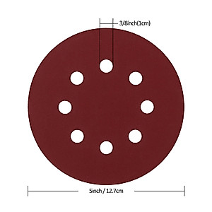 100PCS 5 Inch Sanding Discs 40 60 80 100 120 Rough Sanding Discs Loop 8 Holes Mount by Hook and Loop Sandpaper Orbital Sander(SD001)