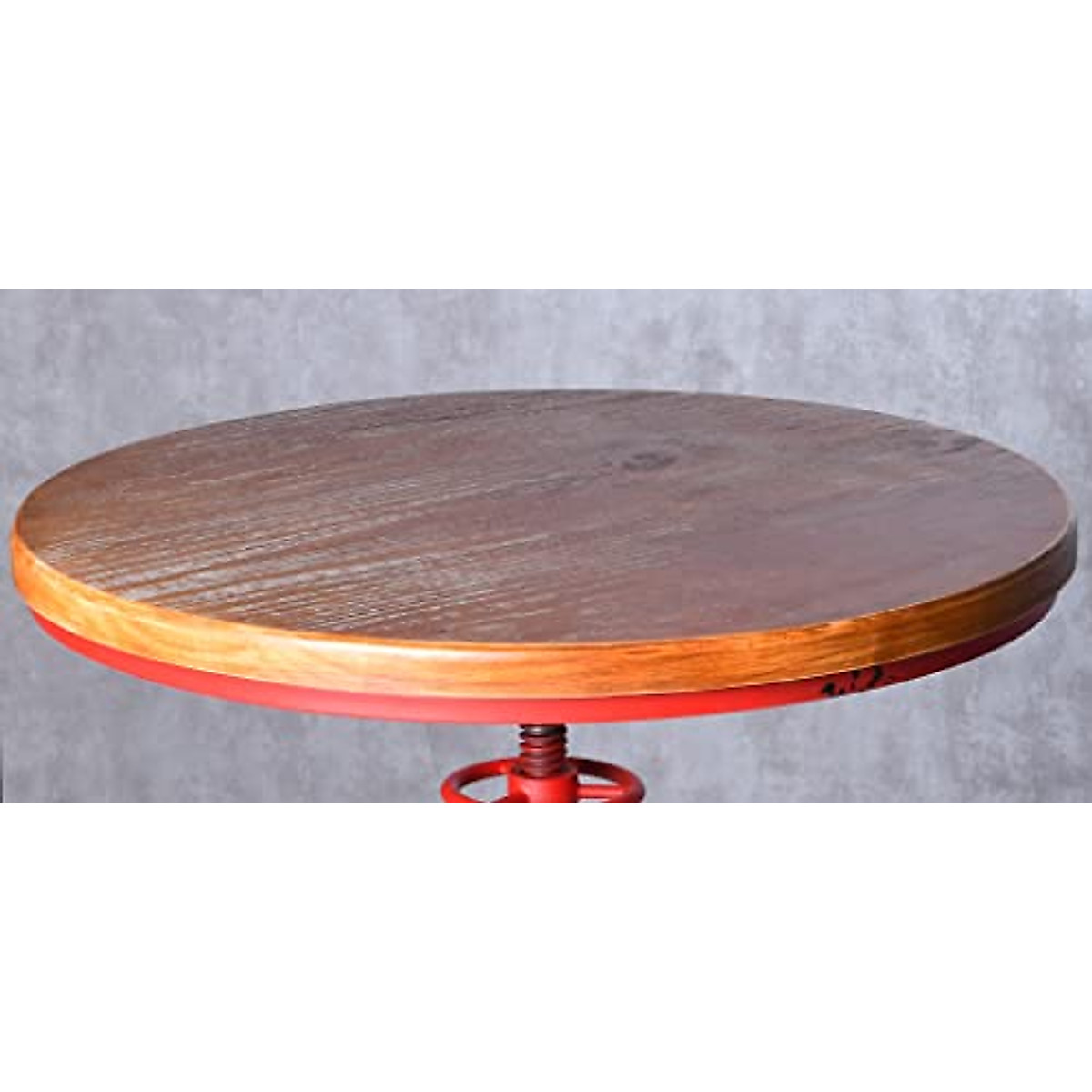 Topower 3-Piece Pub Bar Set Industrial Round Bar Table and Adjustable Height PU Seat Stools with Backrest for 2 Match Bar Height and Counter Barstool Antique Red 1 Table + 2 Chairs