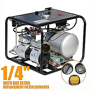 HPDAVV 12V 550W Air Compressor for Snorkeling Hookah Diving Compressor 8bar / 115psi with 50ft Hose & Respirator,Two Air Outlets,US After-Sales Service,Operational Video (A:Black)