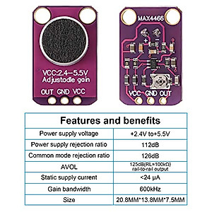 6 Pieces Electret Microphone Amplifier Module MAX4466 Adjustable Gain Blue Breakout Board