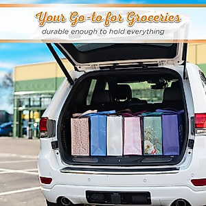 Christian Art Gifts Reusable Shopping Tote Bag for Women: Be Still & Know - Psalm 46:10 Inspirational Bible Verse, Easy-hold Collapsible Handbag for Groceries & Books, Spring White Floral, Navy Blue