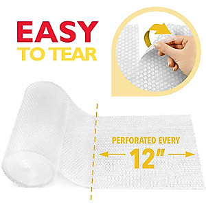 PackageZoom 1 Pack 12 inch x 20 ft. Bubble Cushioning Wrap Shipping Packing Moving Supplies Perforated Every 12” Bubble Cushioning Wrap for Packing and Moving Boxes Bubble Packing Wrap for Moving