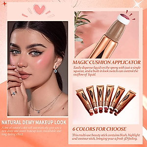 Liquid Blush Stick, Multi-Use Blush Beauty Wand Makeup for Face Cheeks, Silky & Smooth Waterproof Matte Liquid Blush Stick with Cushion Applicator, Natural Looking Face Tint Blush Makeup(#02 Blush)