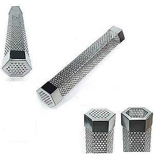 12" Stainless Steel Smoker Tube Smoker Box Hot or Cold Smoking Use Wood Pellets or Wood Chips for up to 5 hours of smoke flavor infusion