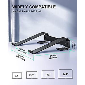 Soqool Laptop Stand for Desk, MacBook Stand Sturdy Laptop Riser, Ventilated Ergonomic Aluminum Laptop Holder Compatible with 12 13 15.6 17 Inch MacBook Pro Air/HP/Dell, Work Cooling Computer Stand