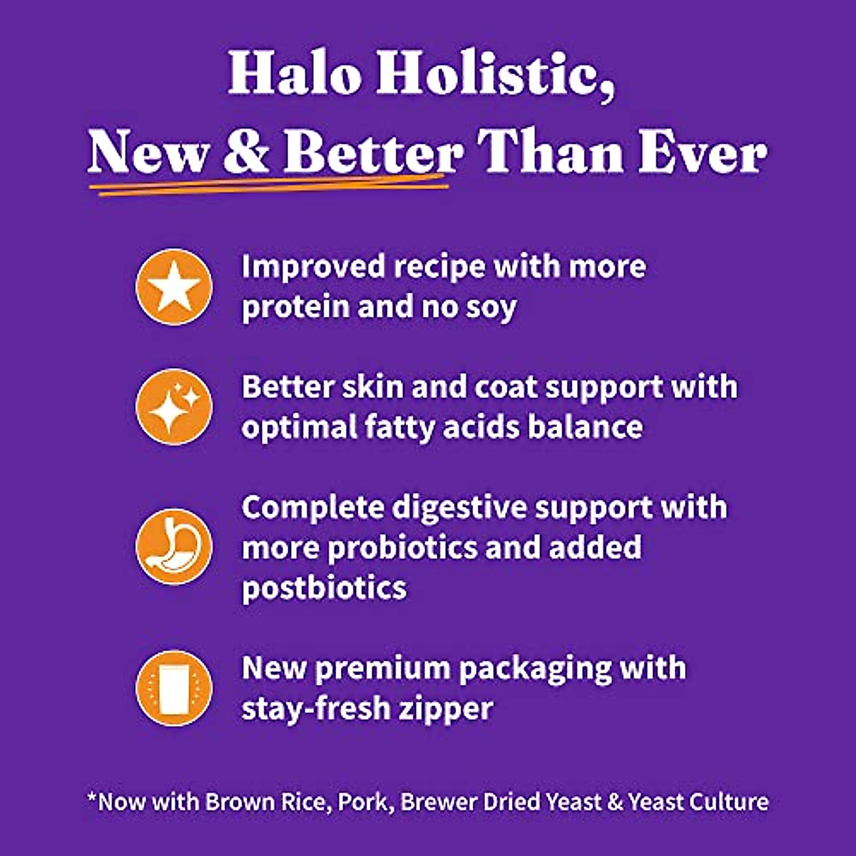 Halo Holistic Dog Food, Complete Digestive Health Cage-Free Chicken and Brown Rice Recipe, Dry Dog Food Bag, Small Breed Formula, 10-lb Bag
