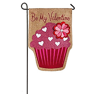 Evergreen Embellish Valentine's Day Cupcake Burlap Garden Flag | 18 x 12.5 inches | Indoor Outdoor Weather Resistant | Décor for Homes and Gardens