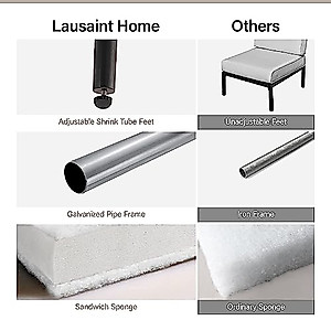 LAUSAINT HOME Outdoor Patio Furniture, 6 Piece Outdoor Sectional Sofa PE Rattan Wicker Patio Conversation Sets,All Weather Patio Furniture Set with Thick Cushions for Garden, Poolside, Backyard (Grey)