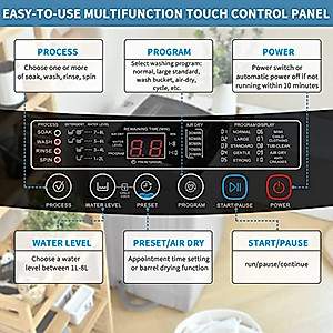 Automatic Washing Machine Top Loading Compact Fully with LED Display 1.24 Cu.ft