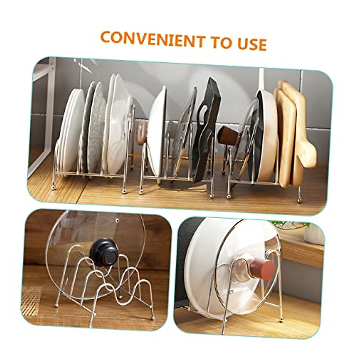 Alipis 3pcs Three Layer Pot Lid Rack Mug Organizer Tabletop Organizer Cutting Board Stand Chopping Board Pan Cover Organizer Plate Storage Pot and Lid Organizer Restaurant Pot Lid Holder